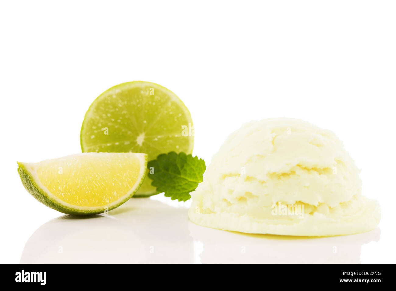 lime flavored ice cream with a lime slice and a lime blade and melissa ...