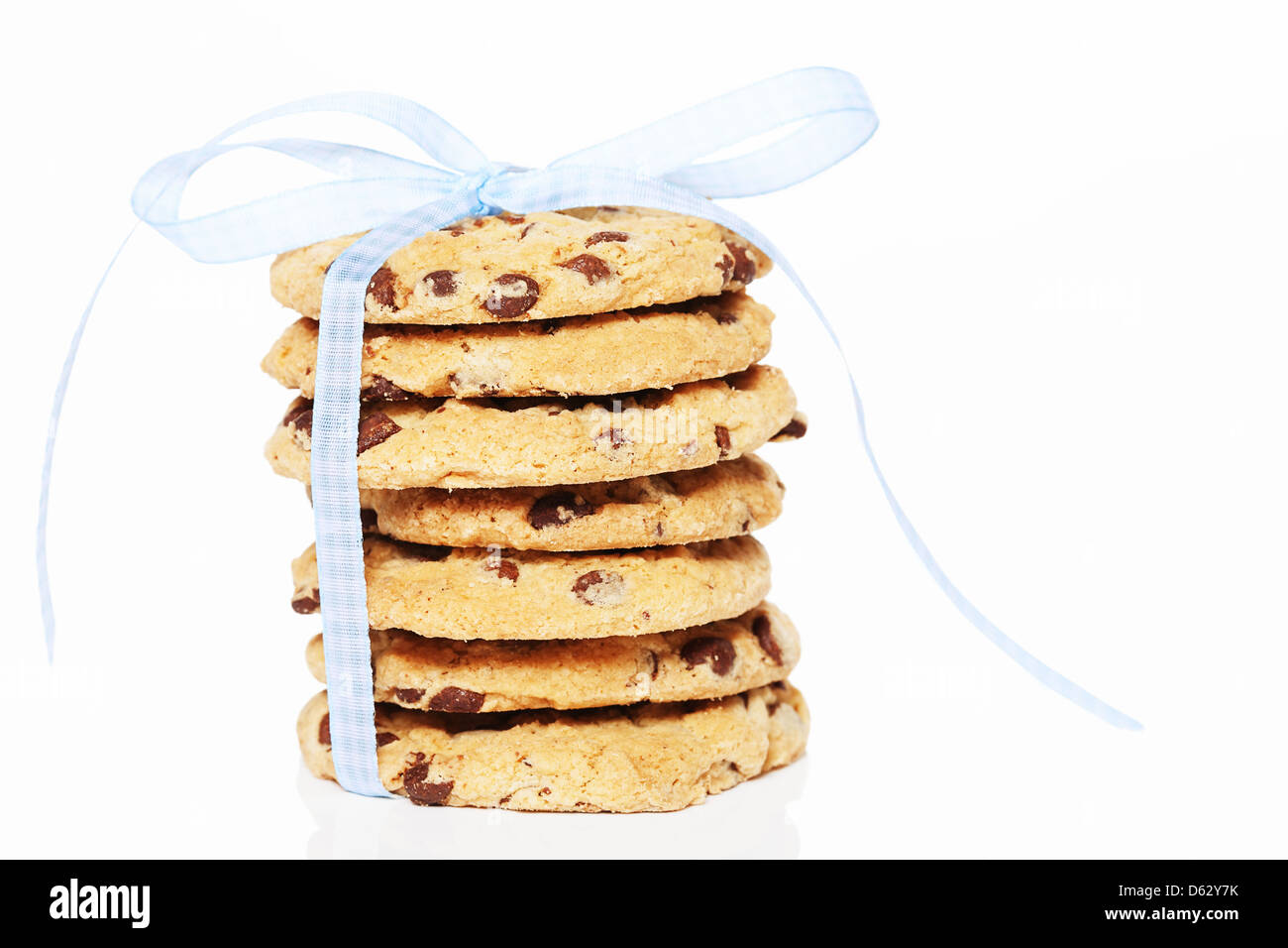 stacked cookies with a blue bow on white background Stock Photo - Alamy