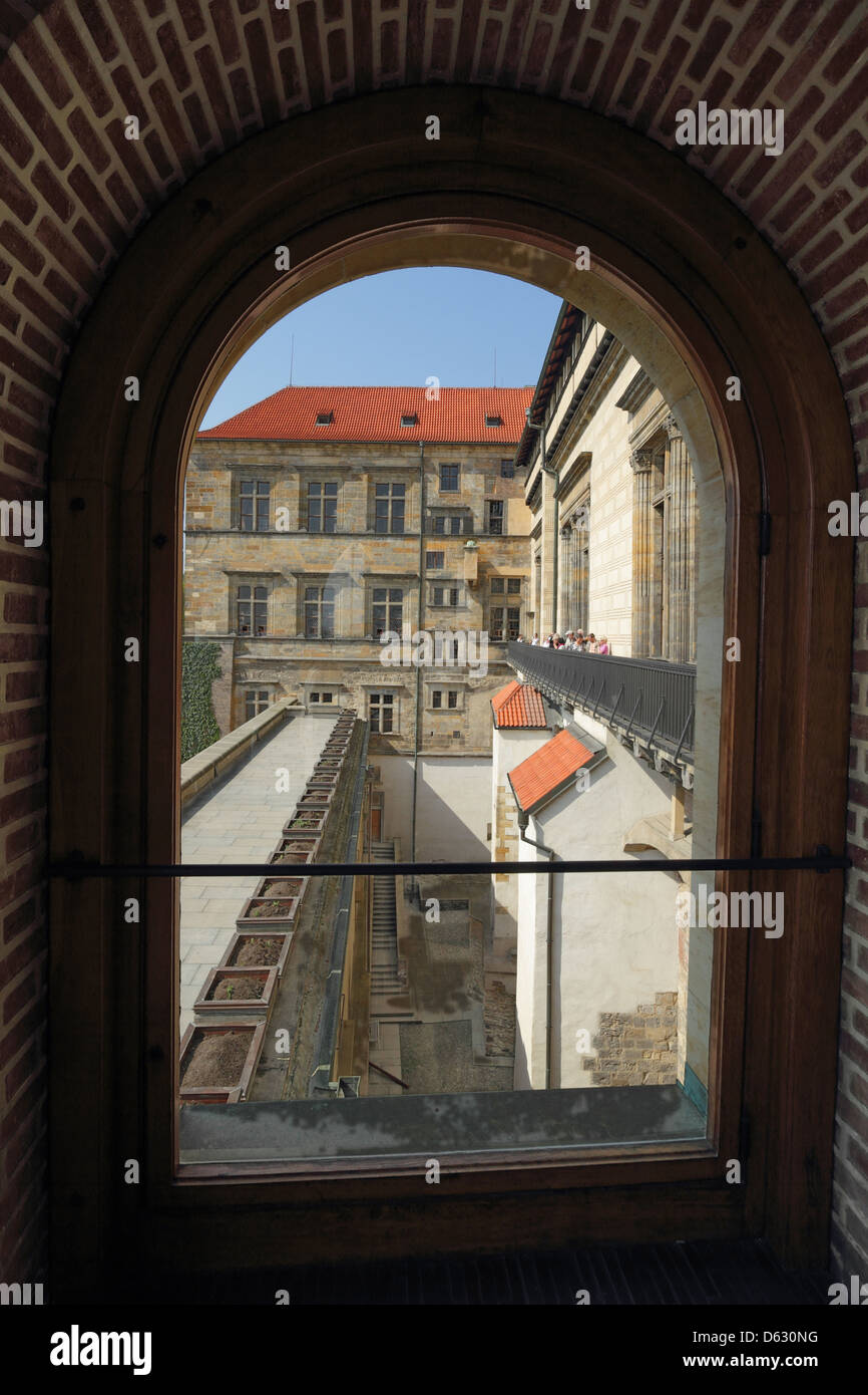 View through a window in Prague castle Hradcany Stock Photo - Alamy