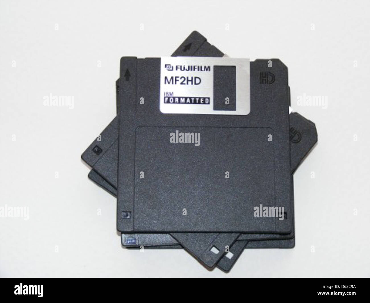 An image showing a 1.44 MB floppy disk, manufactured by FujiFilm. The ...