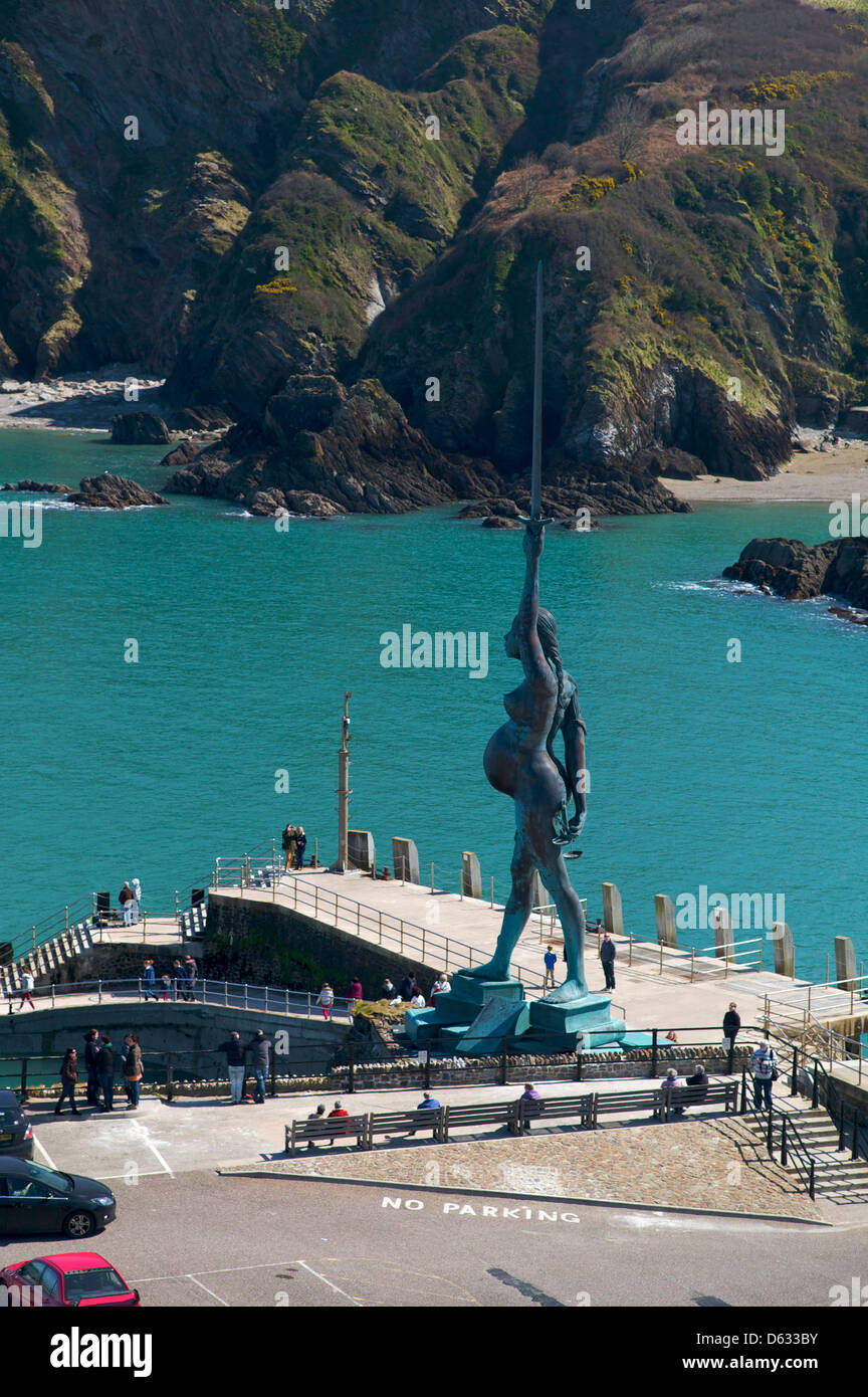Damien Hirst's statue "Verity", Ilfracombe harbour, North Devon, UK ...