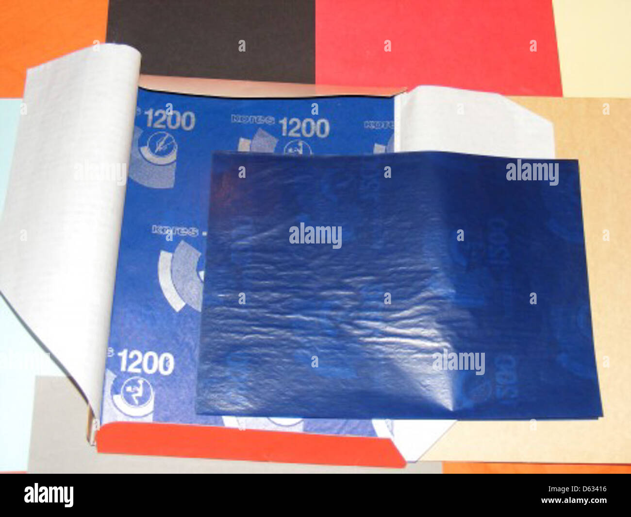 Carbon paper in indigo color, used for making copies of handwritten or ...