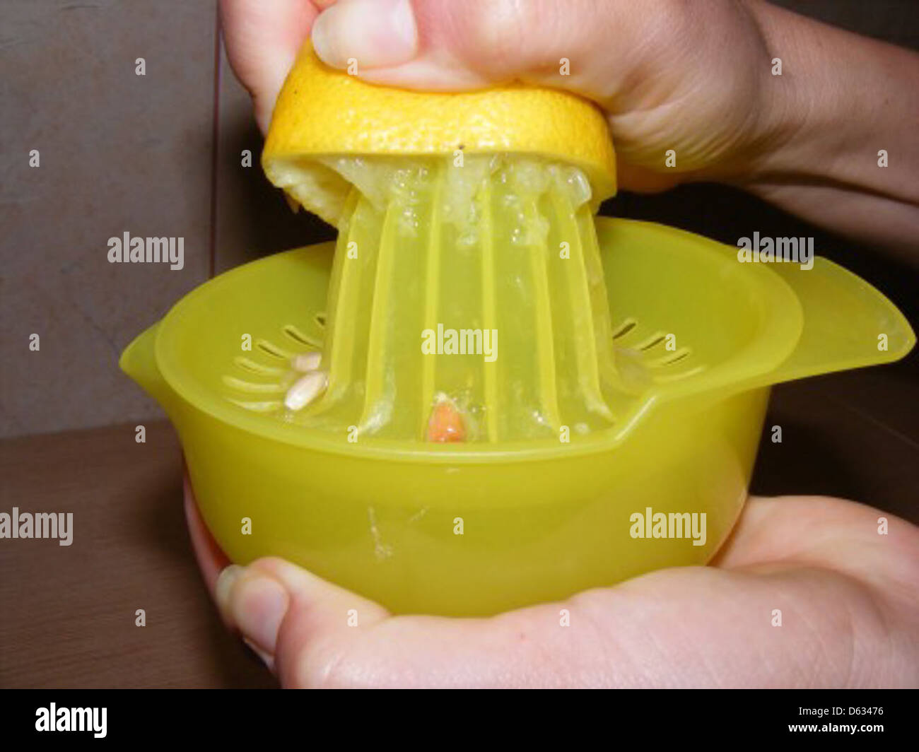 A lemon squeezer, used for extracting juice from lemons, shown ...