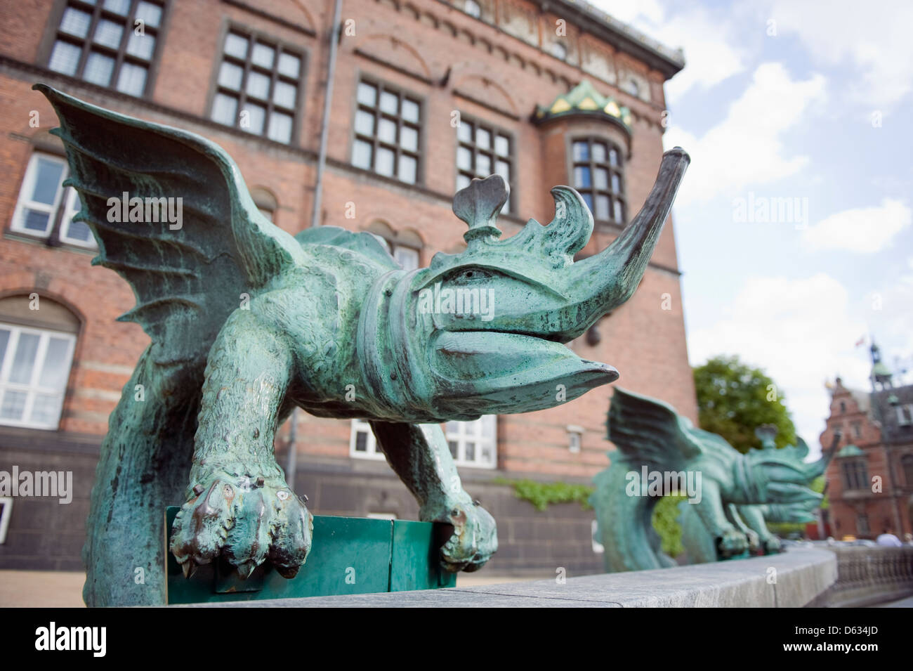statue outside Radhus City Hall, Copenhagen, North Zealand, Denmark ...