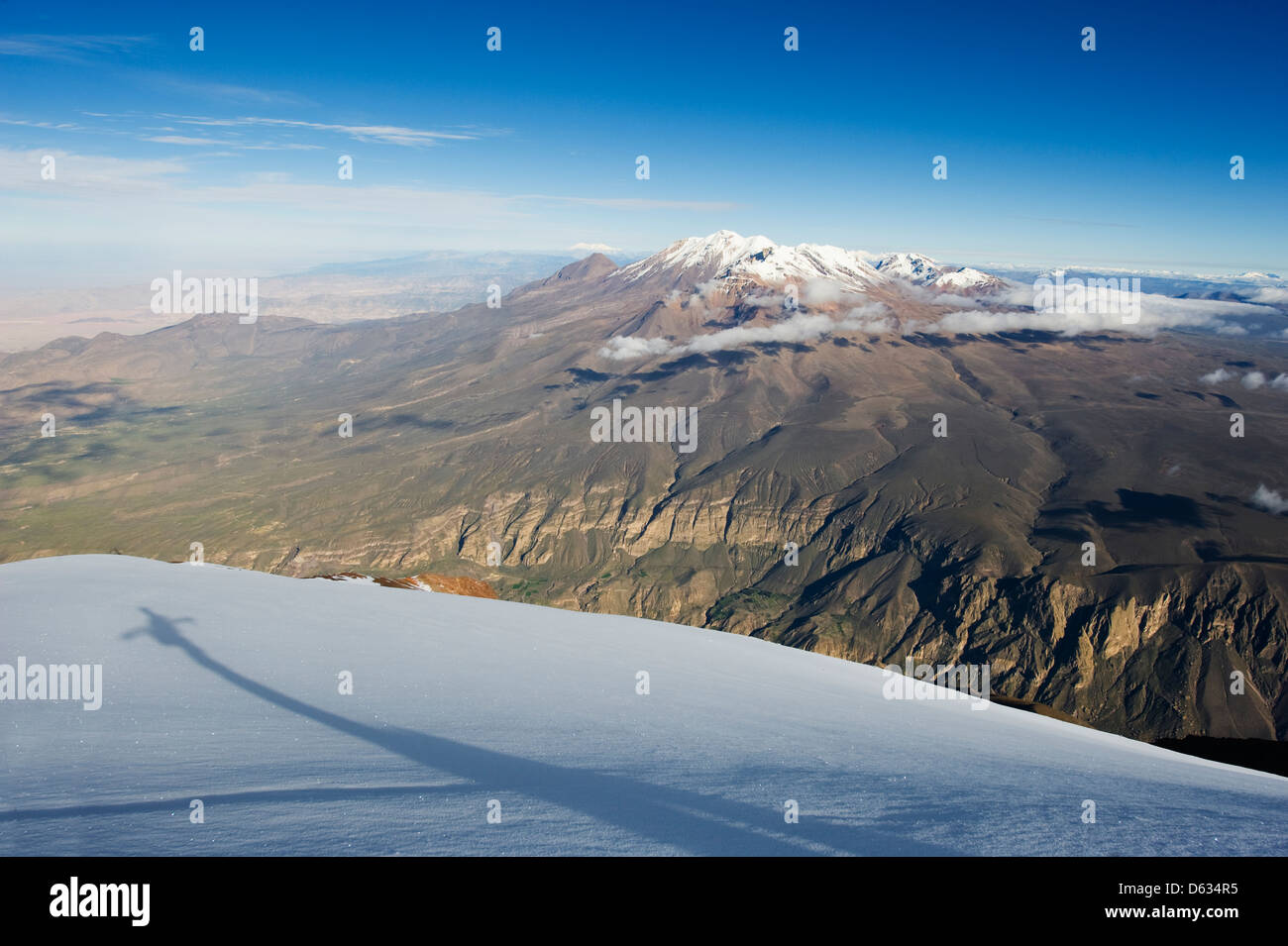 Chachani volcano (6075m), seen from El Misti volcano, Arequipa, Peru ...