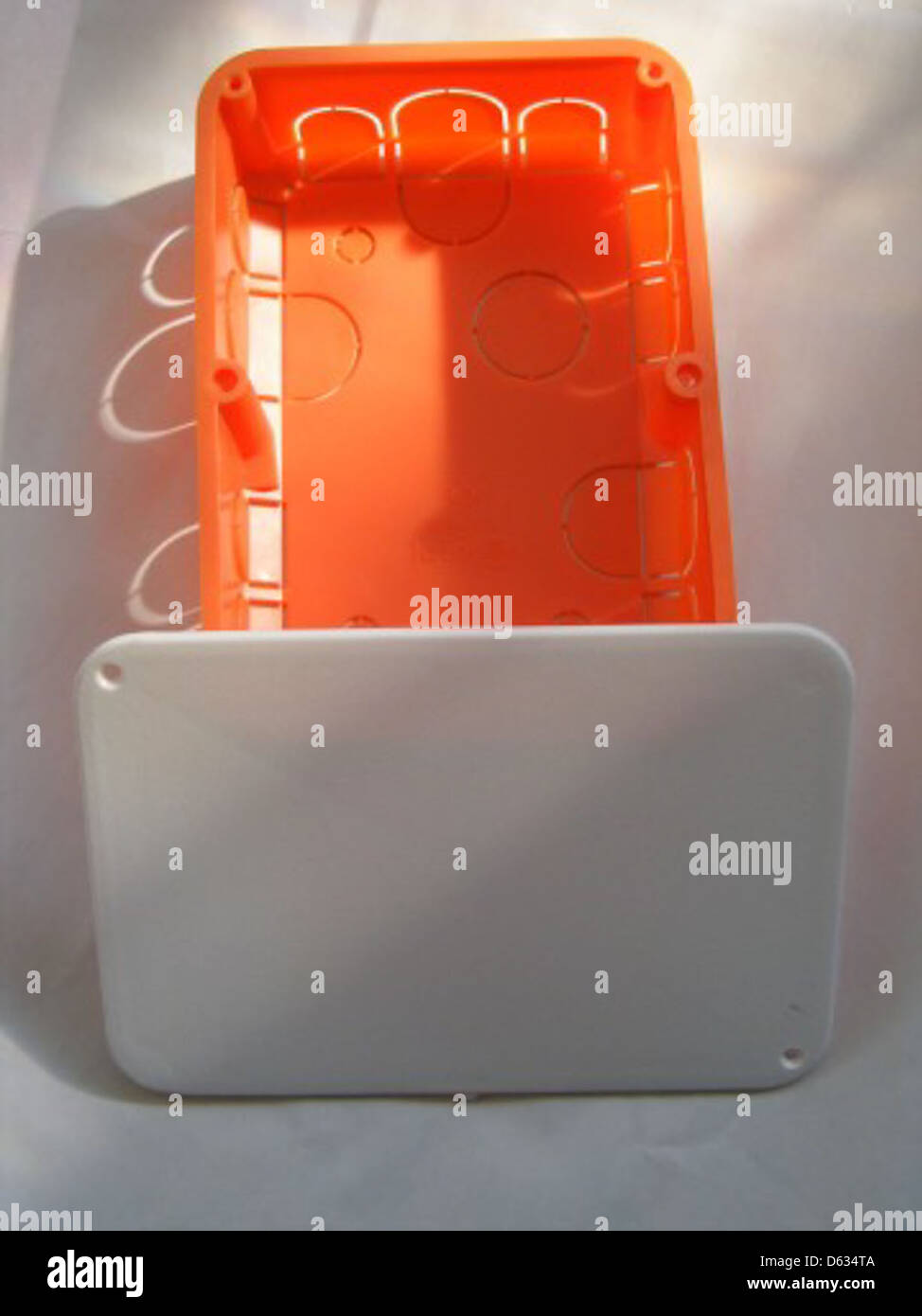 A plastic electrical box, commonly used in industrial and commercial ...