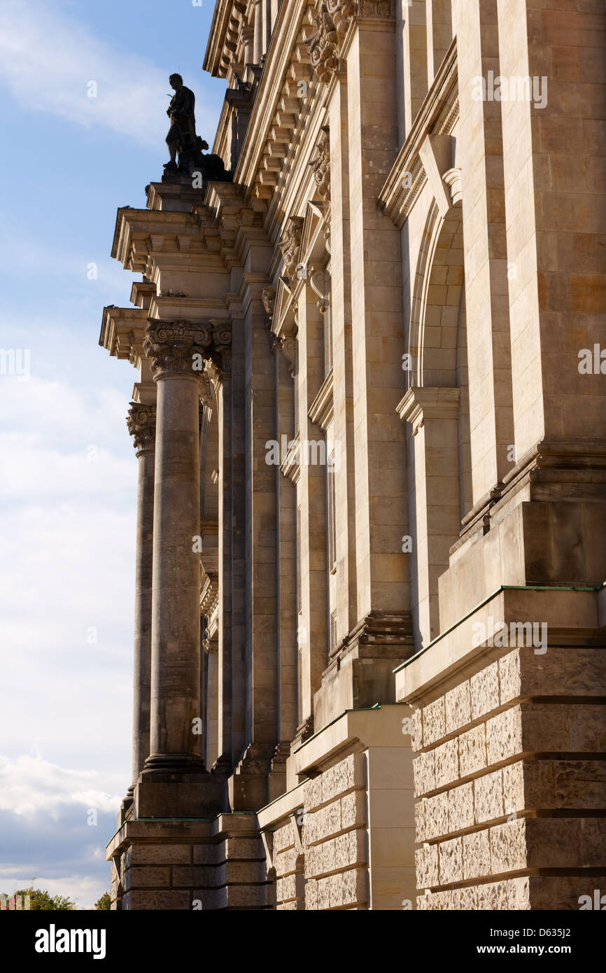 Architectural detail on the Reichstag, seat of the federal parliament ...