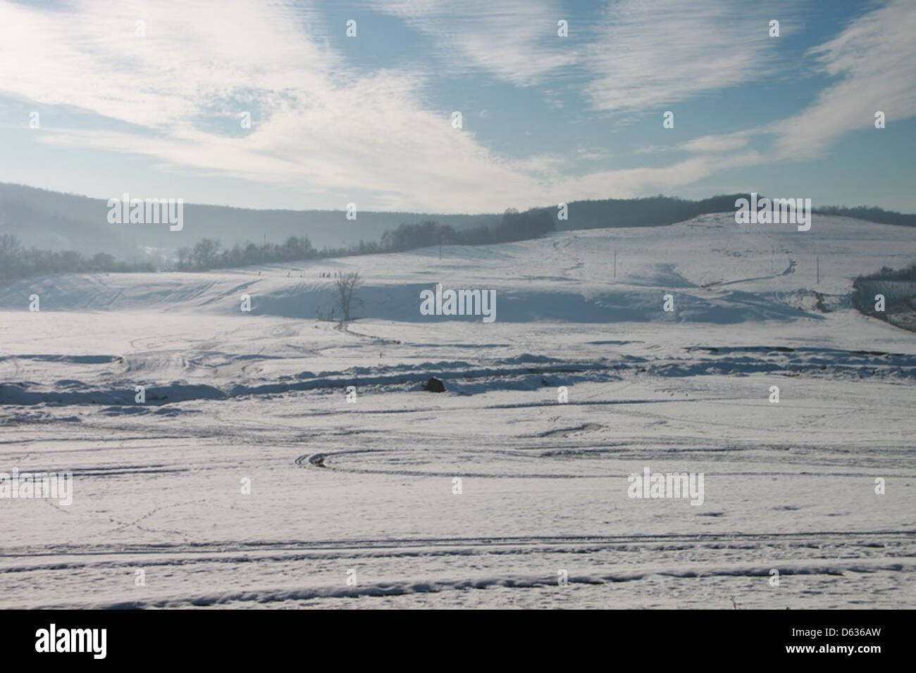 Covered in snow and frost the winter landscape highlights hi-res stock ...
