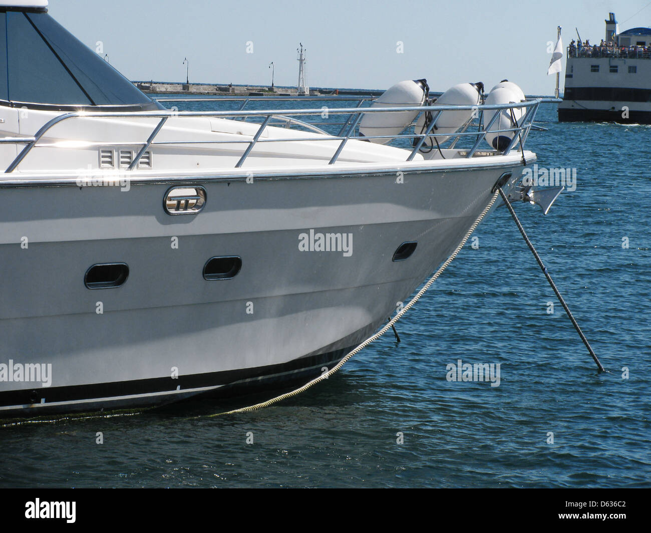 bowsprit of luxury speed boat in seaport Stock Photo - Alamy