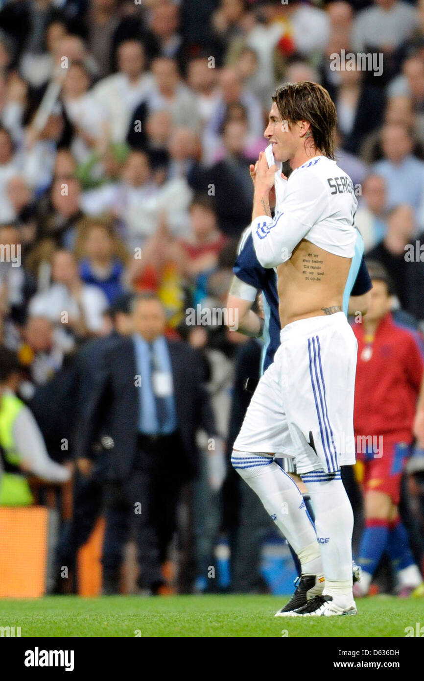 Ramos Real Madrid playing against FC Barcelona at the Spanish Primera ...