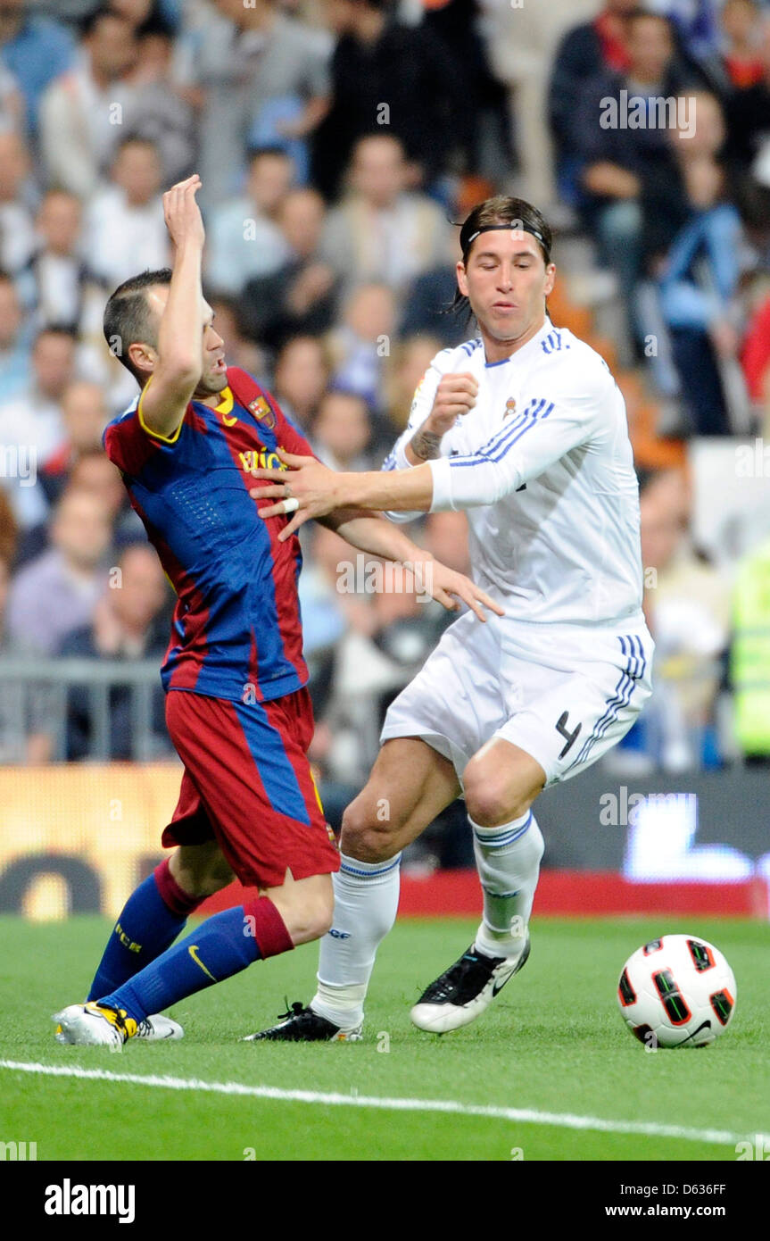Ramos Real Madrid playing against FC Barcelona at the Spanish Primera ...