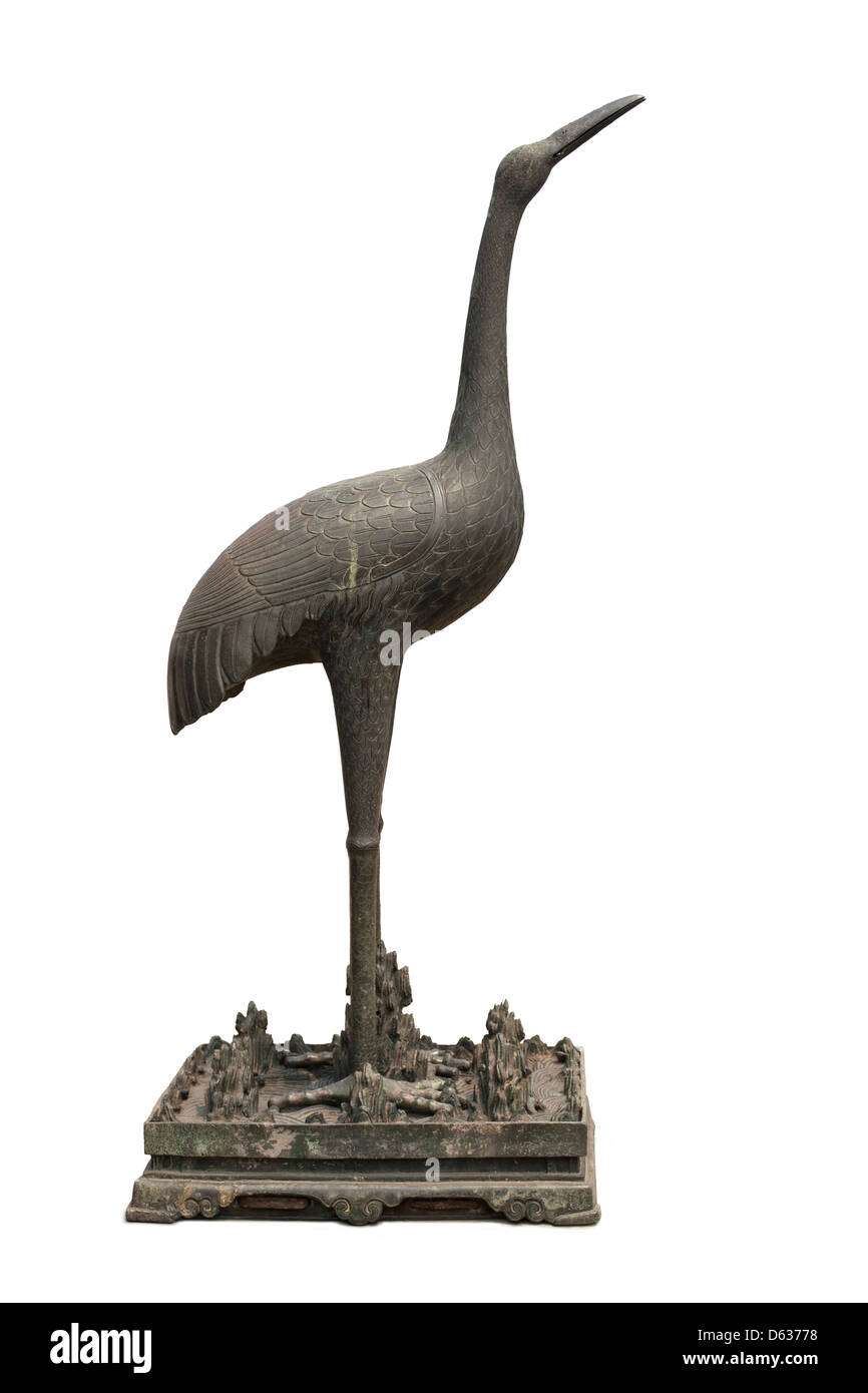 Chinese coppery crane sculpture Stock Photo - Alamy
