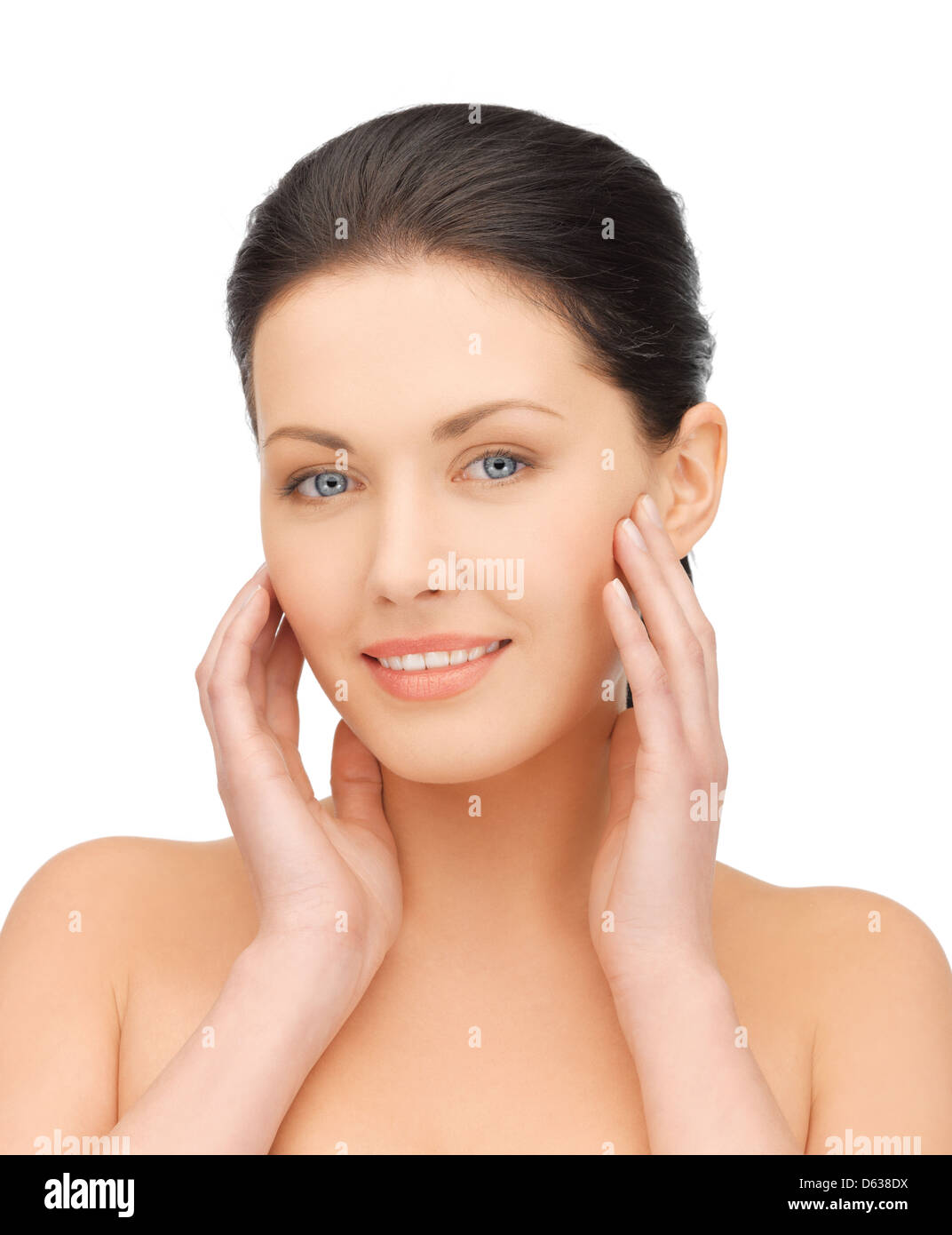 woman touching her face Stock Photo - Alamy