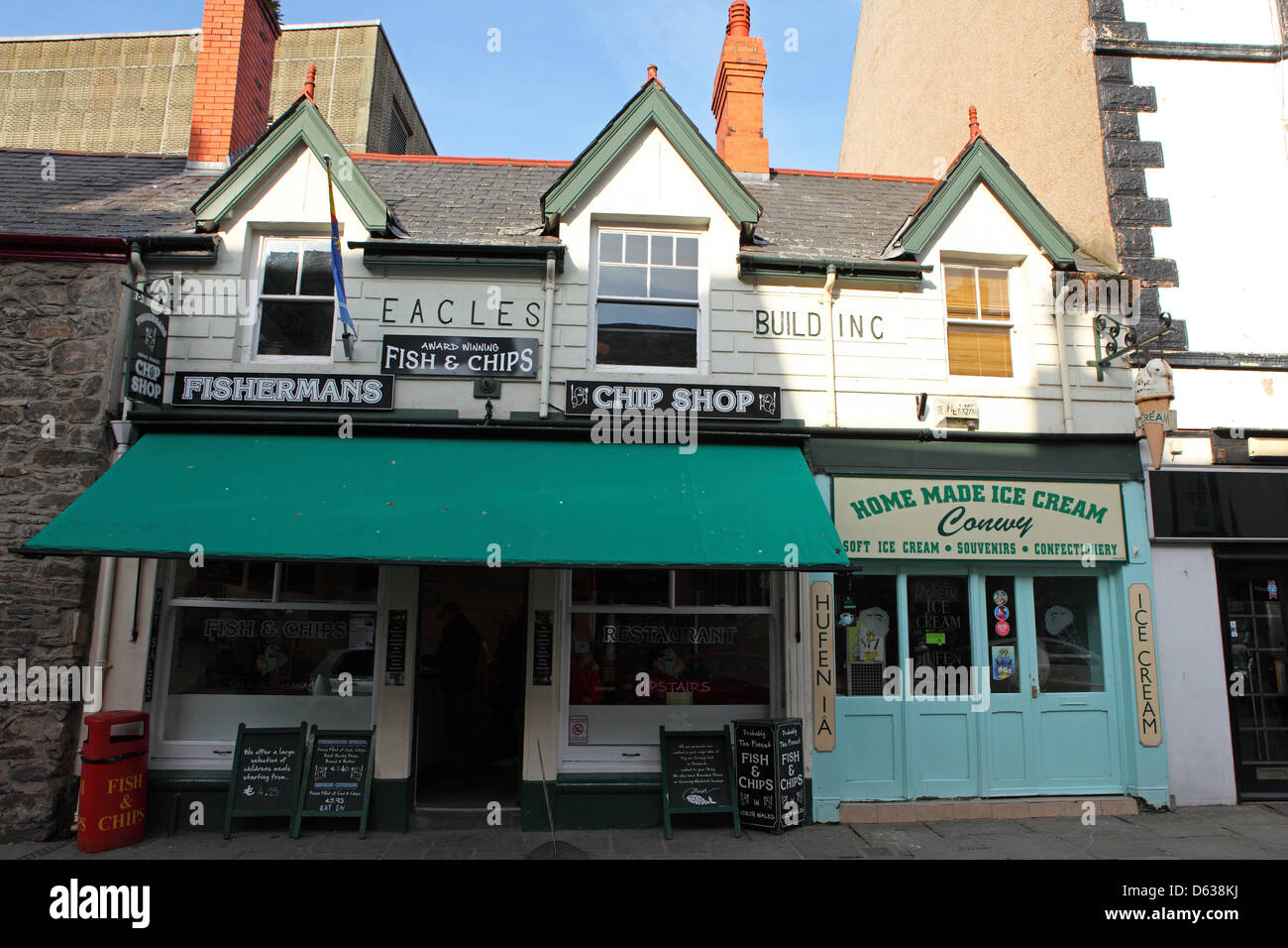 Fishermans Chip Shop in Conwy Castle in Wales. T Stock Photo - Alamy