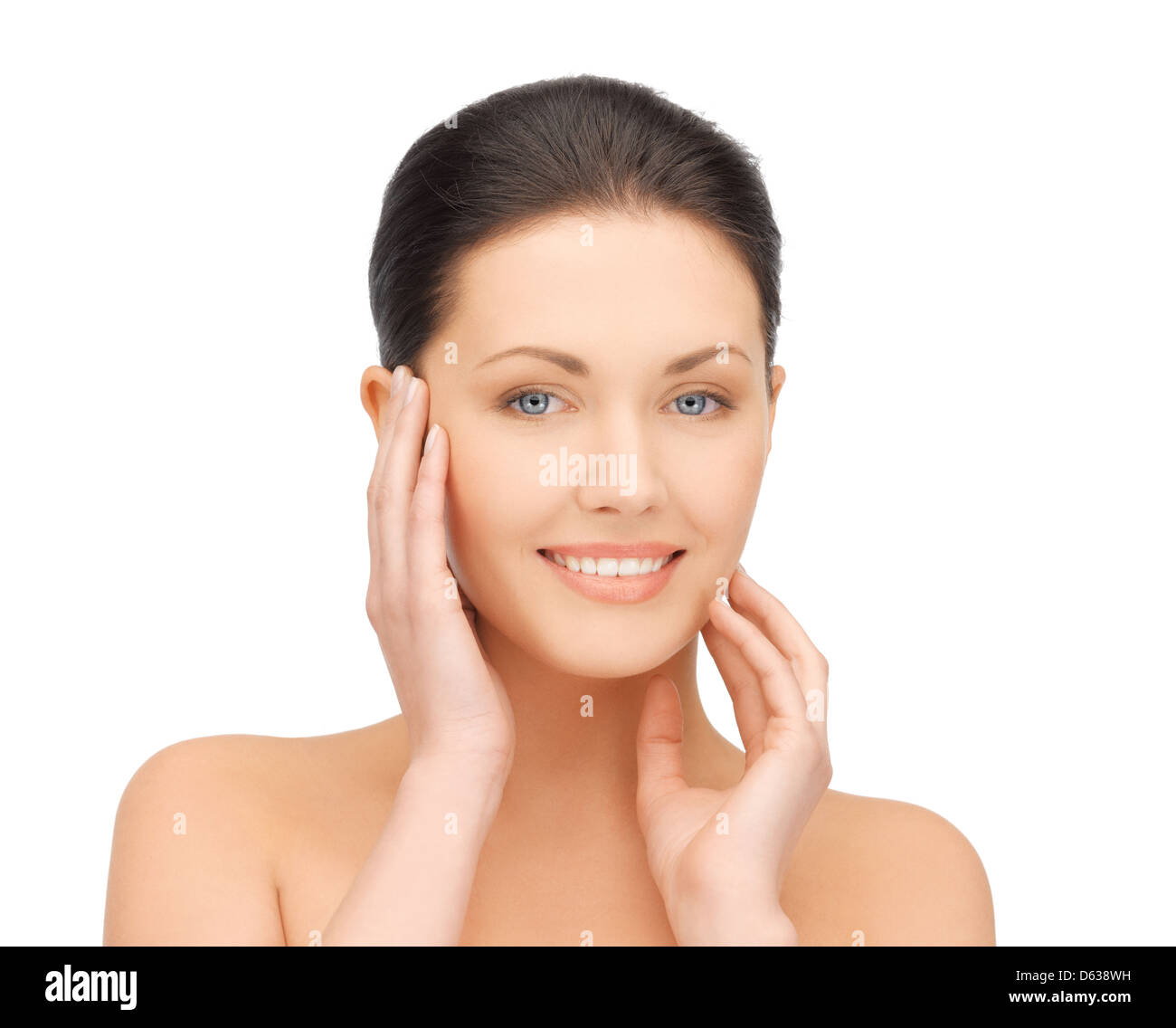 woman touching her face Stock Photo - Alamy
