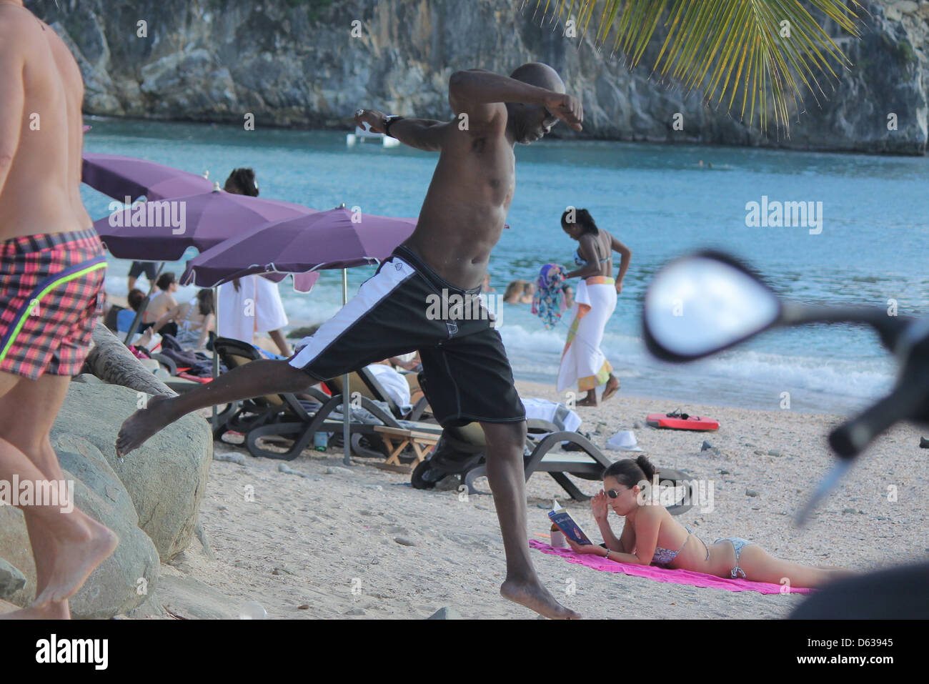 Djimon Hounsou Celebrities relaxing on the beach in St Barts St Barts ...