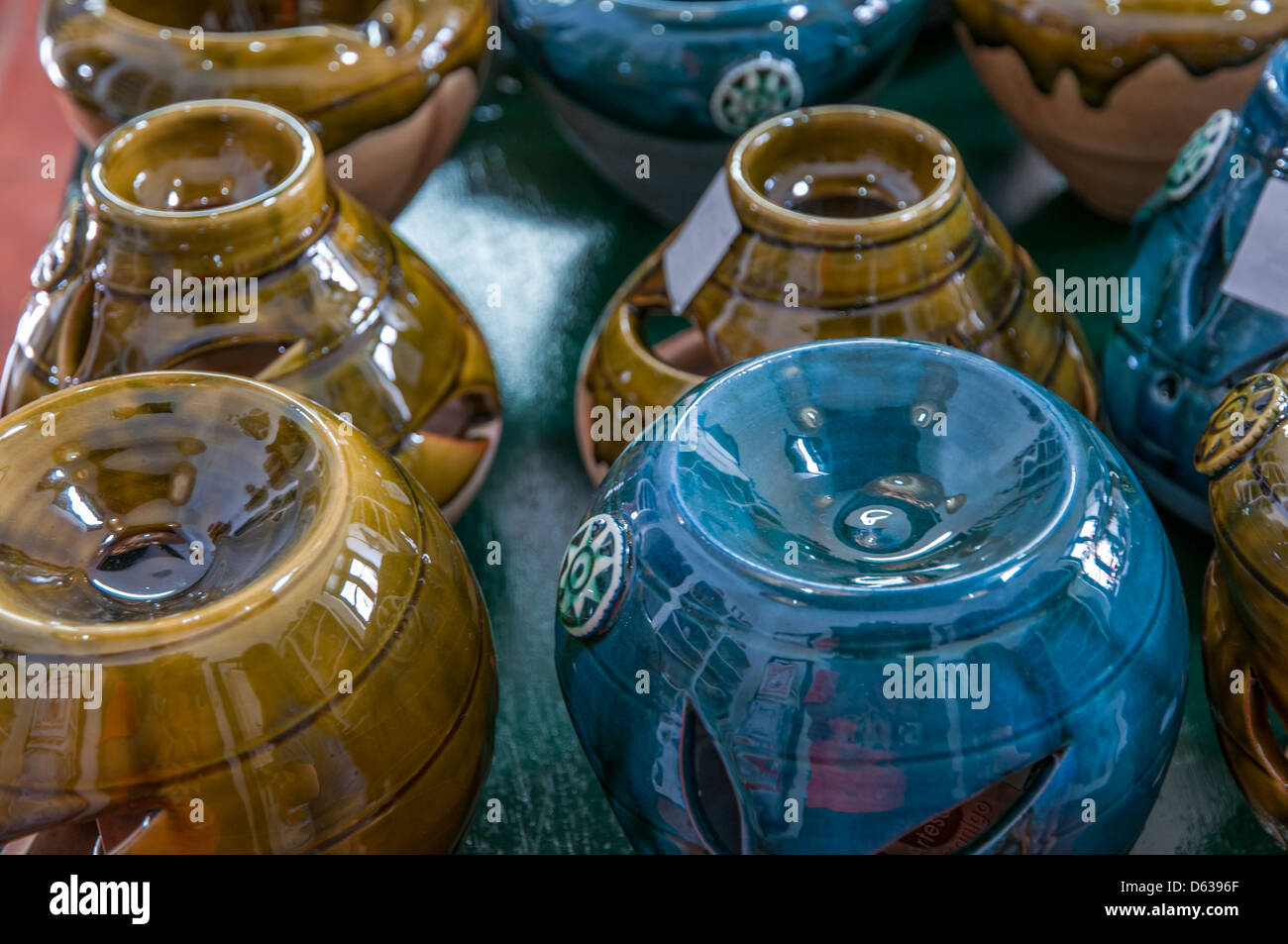 ceramic pots in many colors and shapes Stock Photo - Alamy