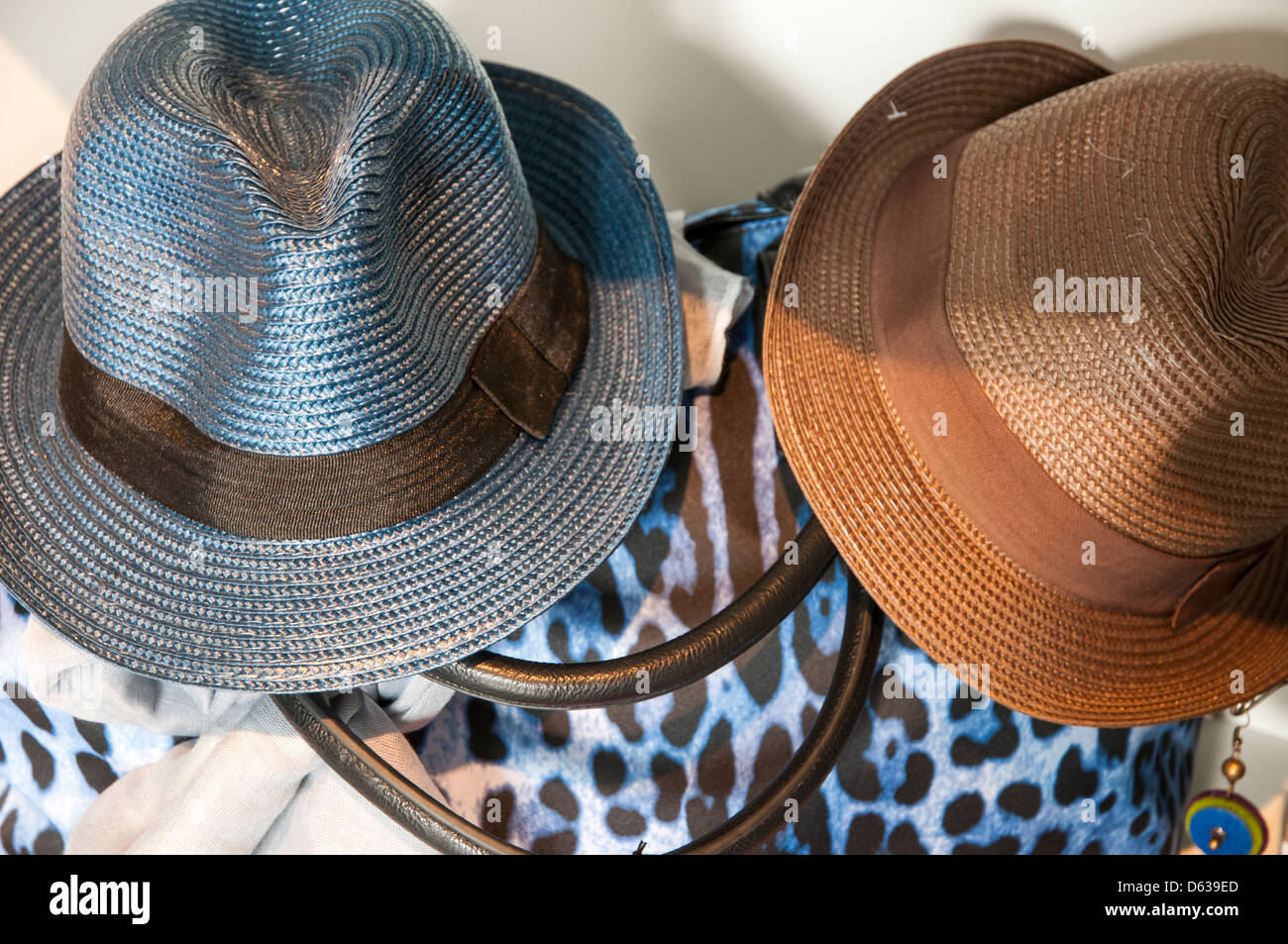 hats hanging on a pole to make nice Stock Photo - Alamy