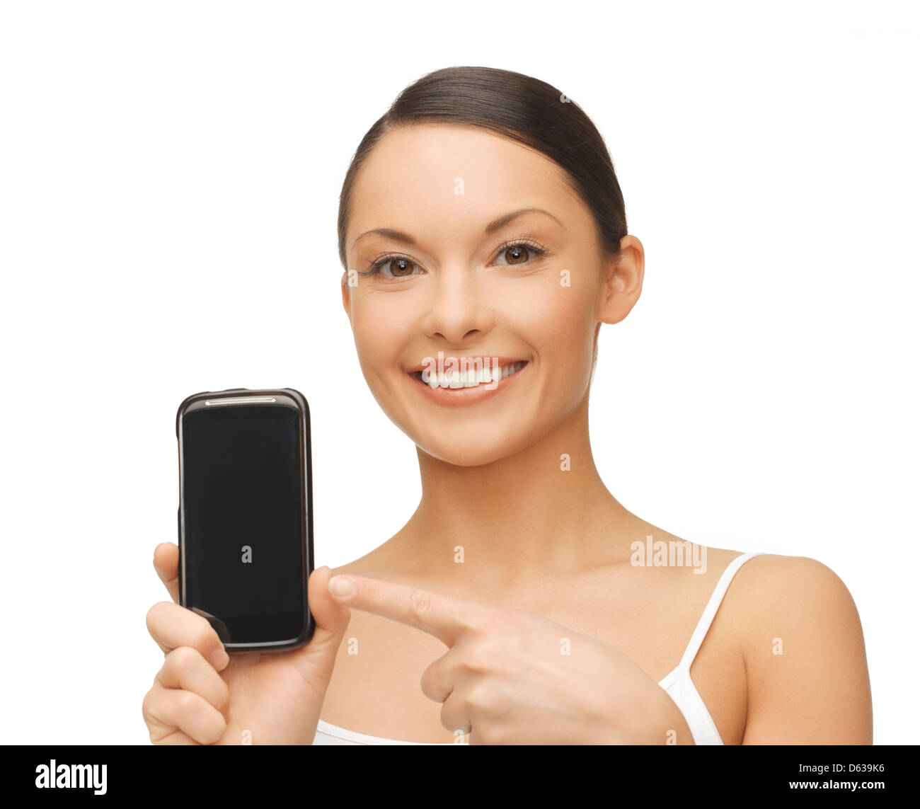 Coach pointing at mobile phone hi-res stock photography and images - Alamy