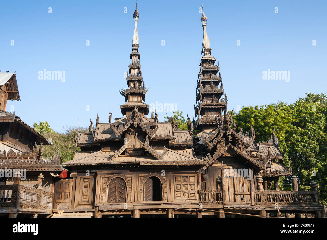 Nat Taung Kyaung wooden Monastery, Taung Be, Bagan, Myanmar, (Burma ...