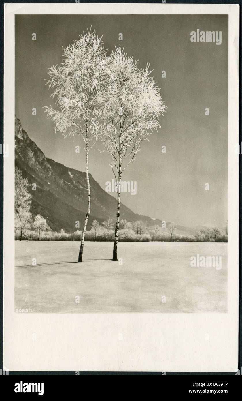 Old German postcard, circa 1942. Winter landscape Stock Photo - Alamy