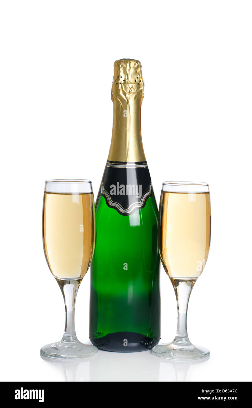 Champagne isolated on white background Stock Photo - Alamy