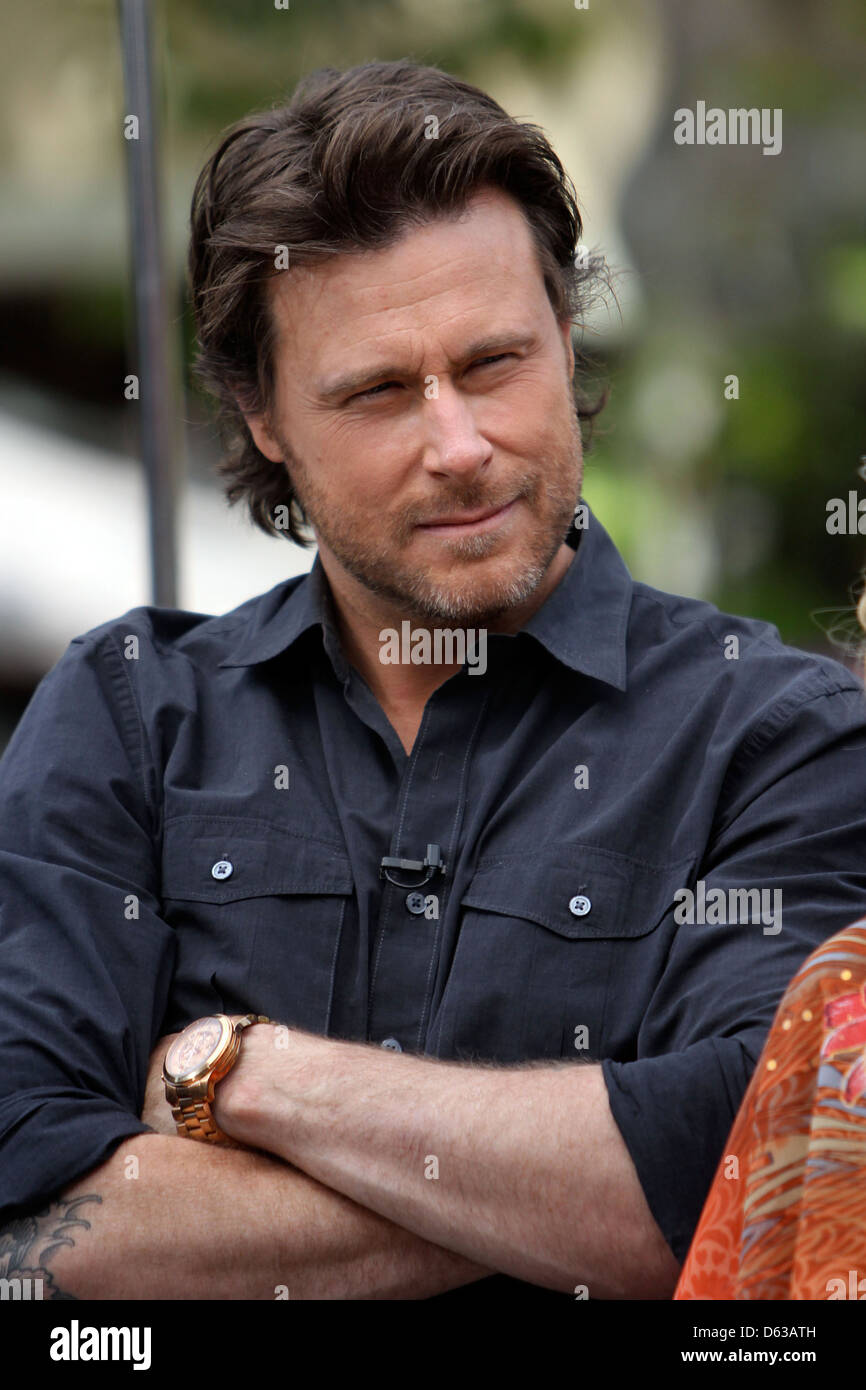 Dean McDermott filming an interview for the entertainment television ...