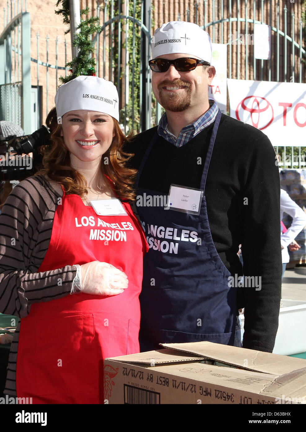 Sarah Drew and husband Peter Lanfer 78th Los Angeles Mission Christmas ...