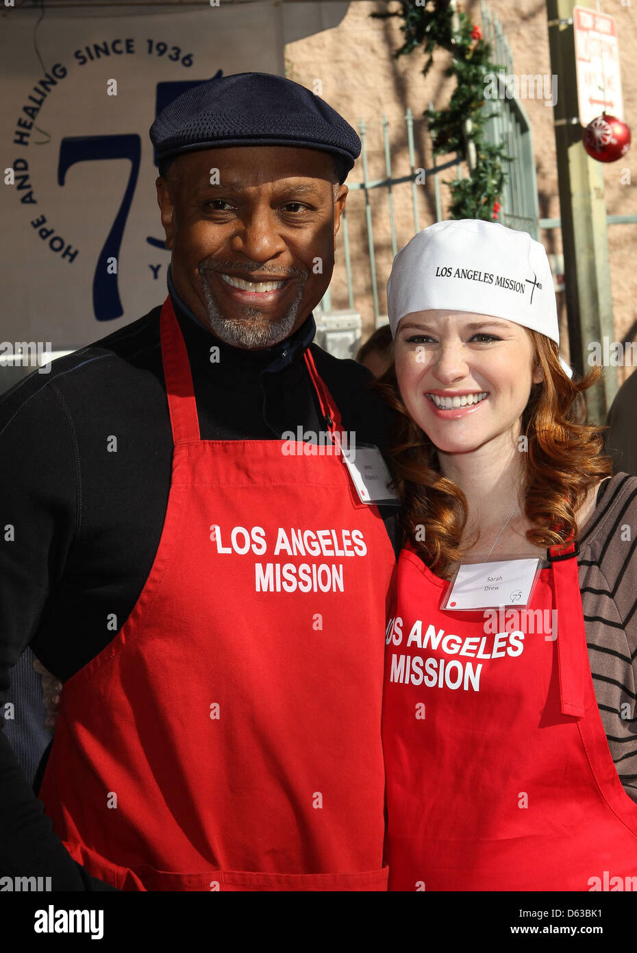 James Pickens Jr and Sarah Drew 78th Los Angeles Mission Christmas Meal ...