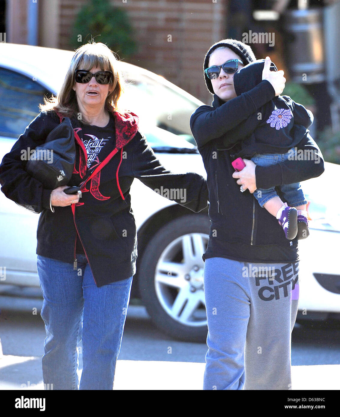 Pink (real name Alecia Moore) out with family in Malibu Los Angeles ...