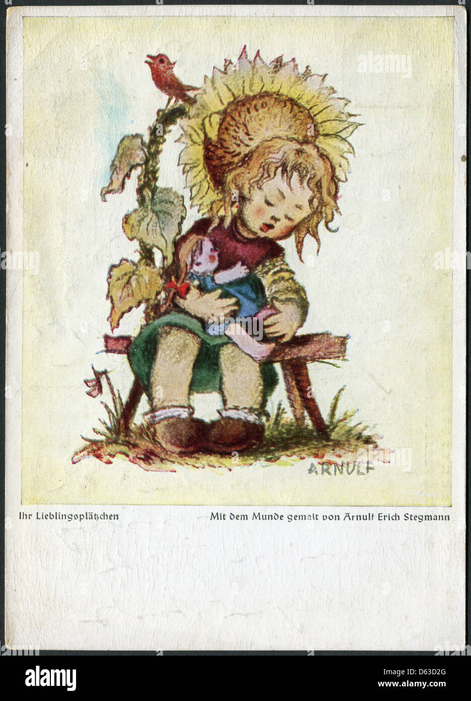 Old German postcard, circa 1951. "Favorite place" by Arnulf Erich ...