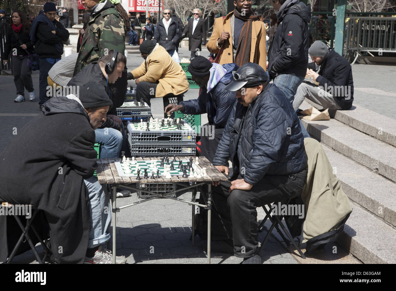 Chess players, Union Square, New York City Stock Photo - Alamy