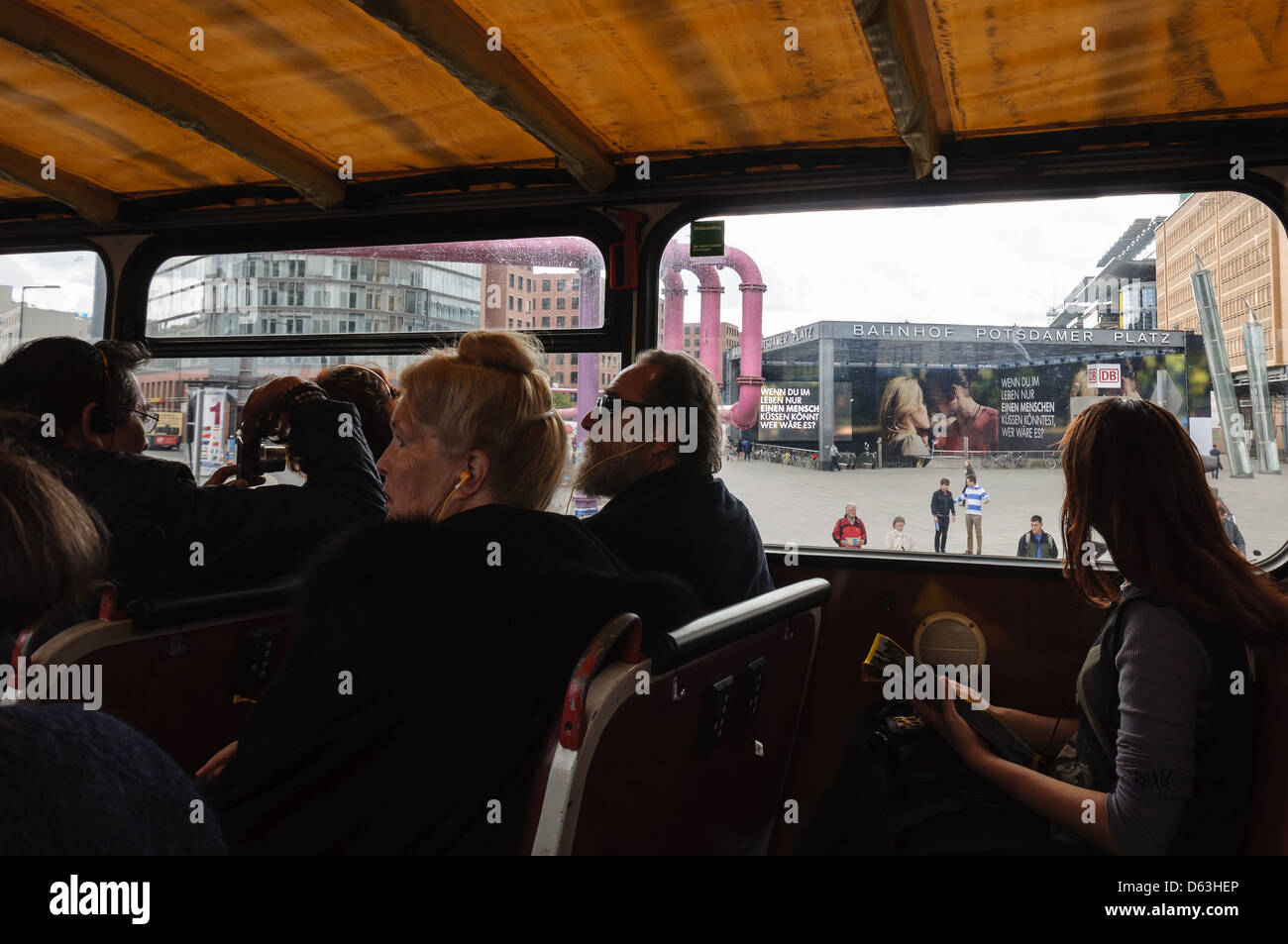 Sightseeing bus from inside in Potsdamer Platz, Berlin, Germany Stock ...