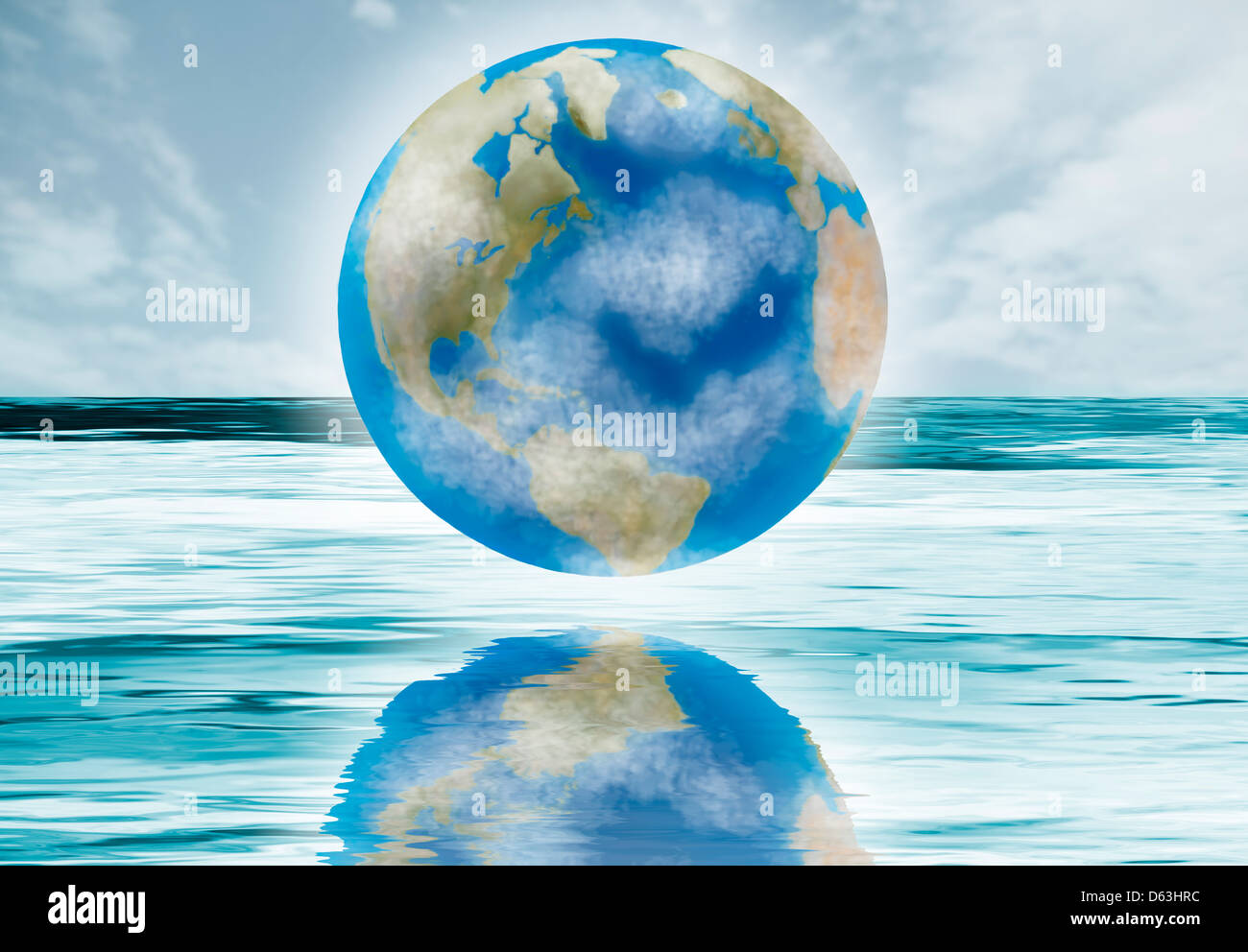 Digital image of planet Earth above sea Stock Photo - Alamy