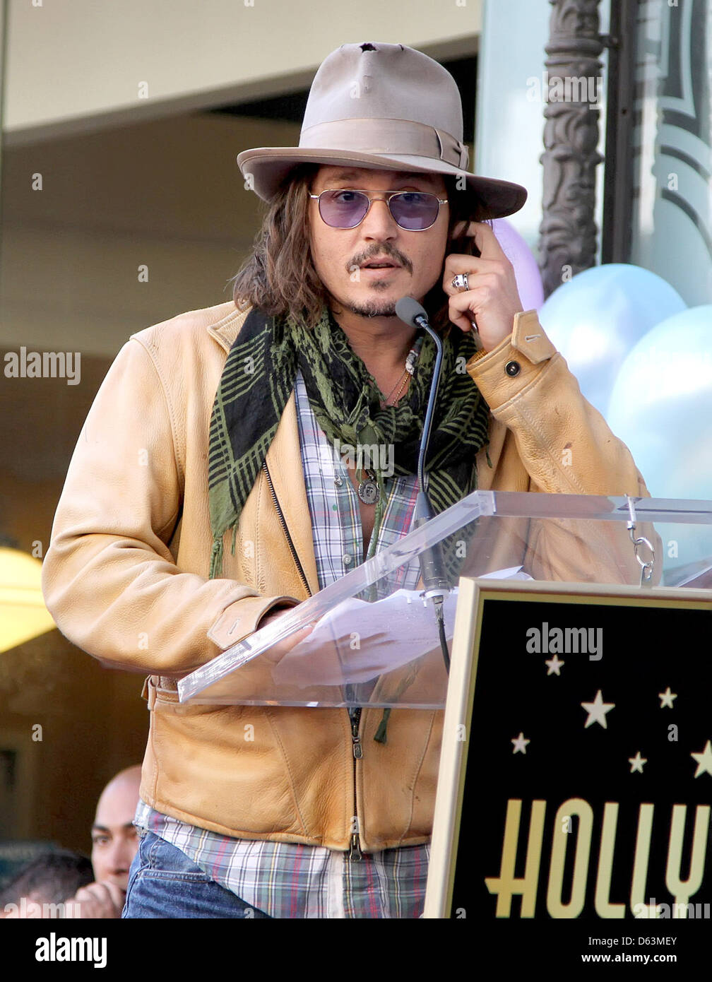 Johnny Depp giving a speech during the Hollywood Walk of Fame star ...
