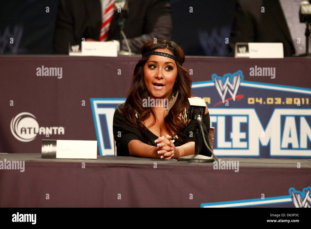 Nicole Polizzi aka Snooki attends a press conference with WWE ...
