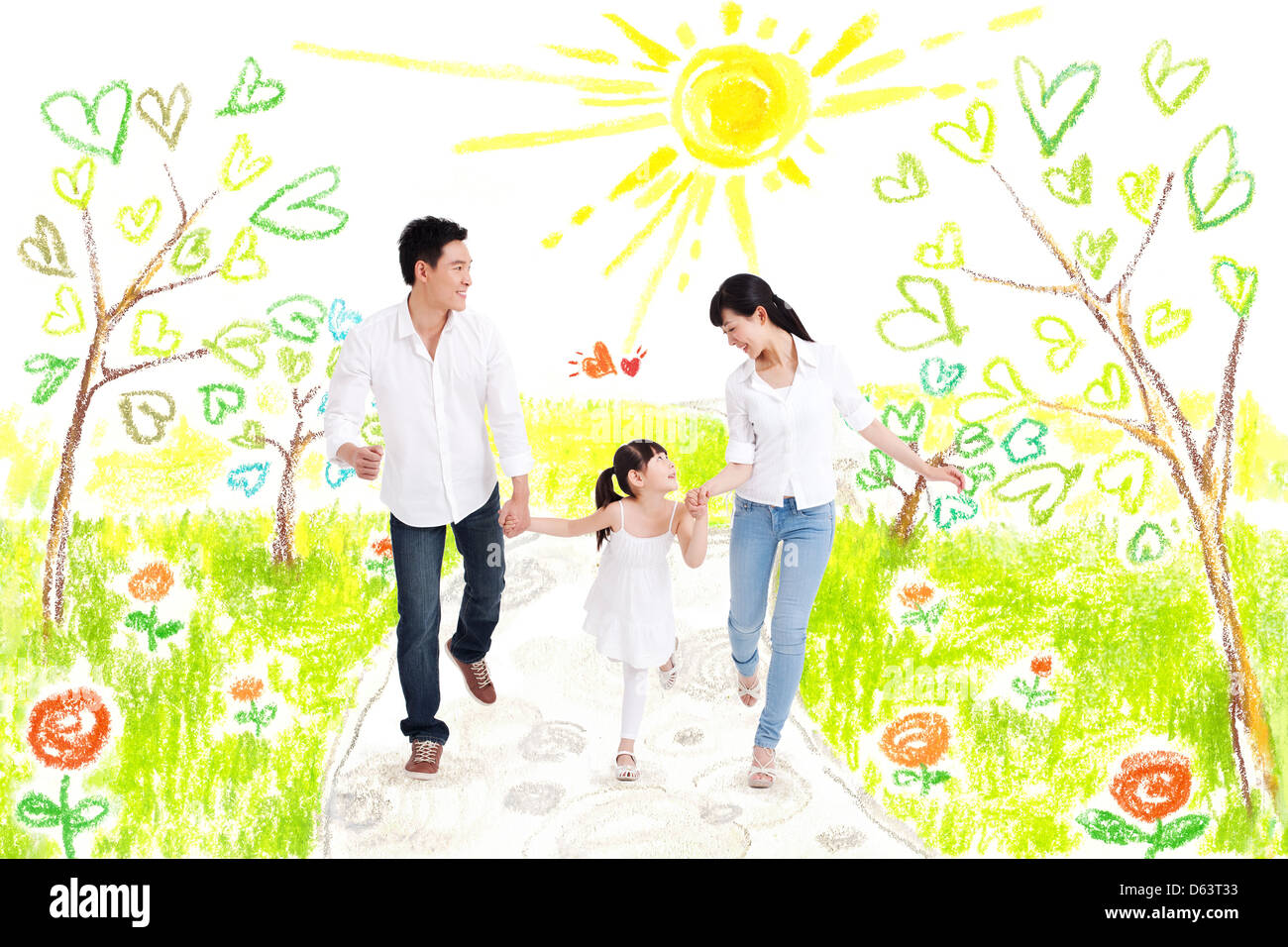 Happy family in a park Stock Photo - Alamy