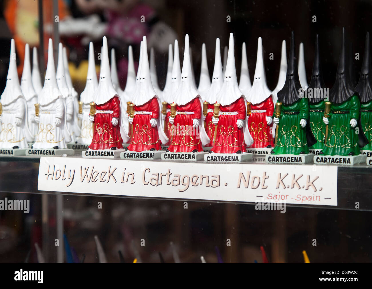 Souvenir shop window in Cartagena, Spain, displaying souvenirs for ...