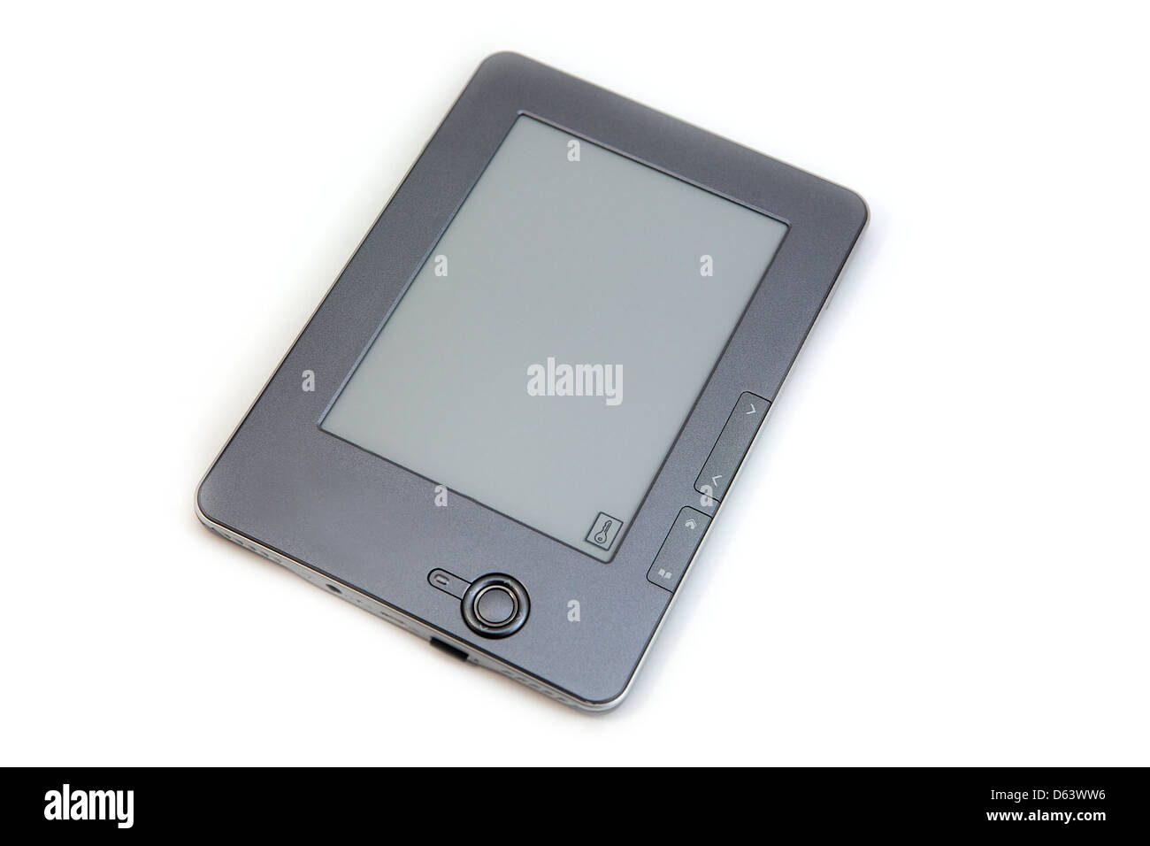 silver eReader on white background Stock Photo - Alamy