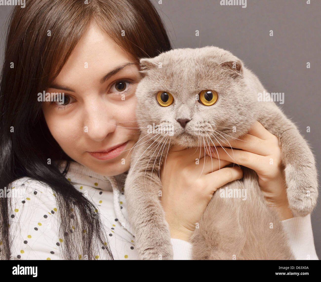 girl with cat Stock Photo - Alamy