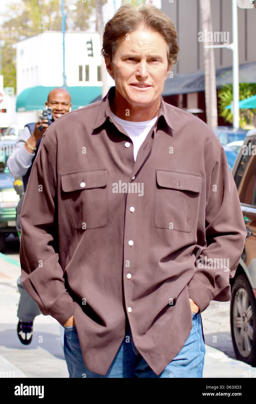 Bruce Jenner taking a walk in Beverly Hills as he films for his reality ...