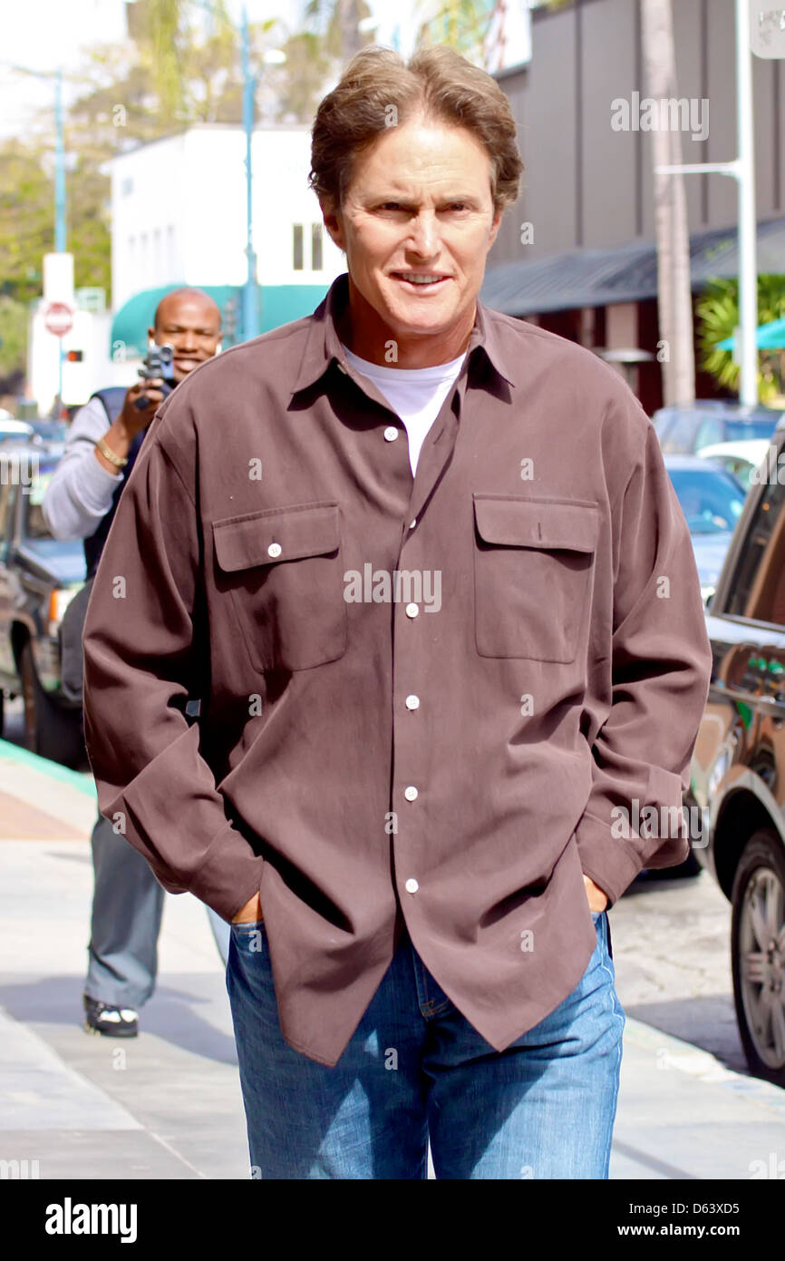 Bruce Jenner taking a walk in Beverly Hills as he films for his reality ...