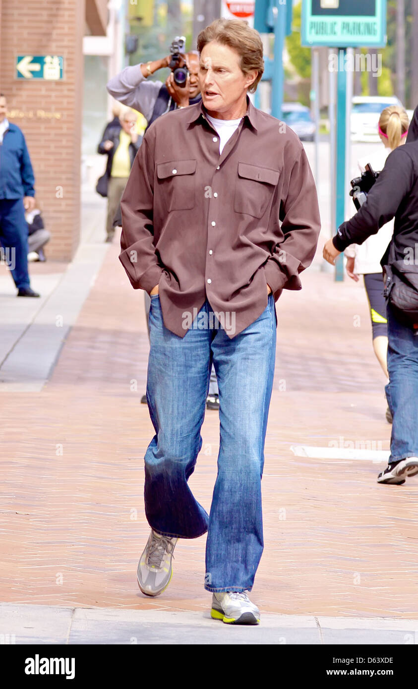 Bruce Jenner taking a walk in Beverly Hills as he films for his reality ...