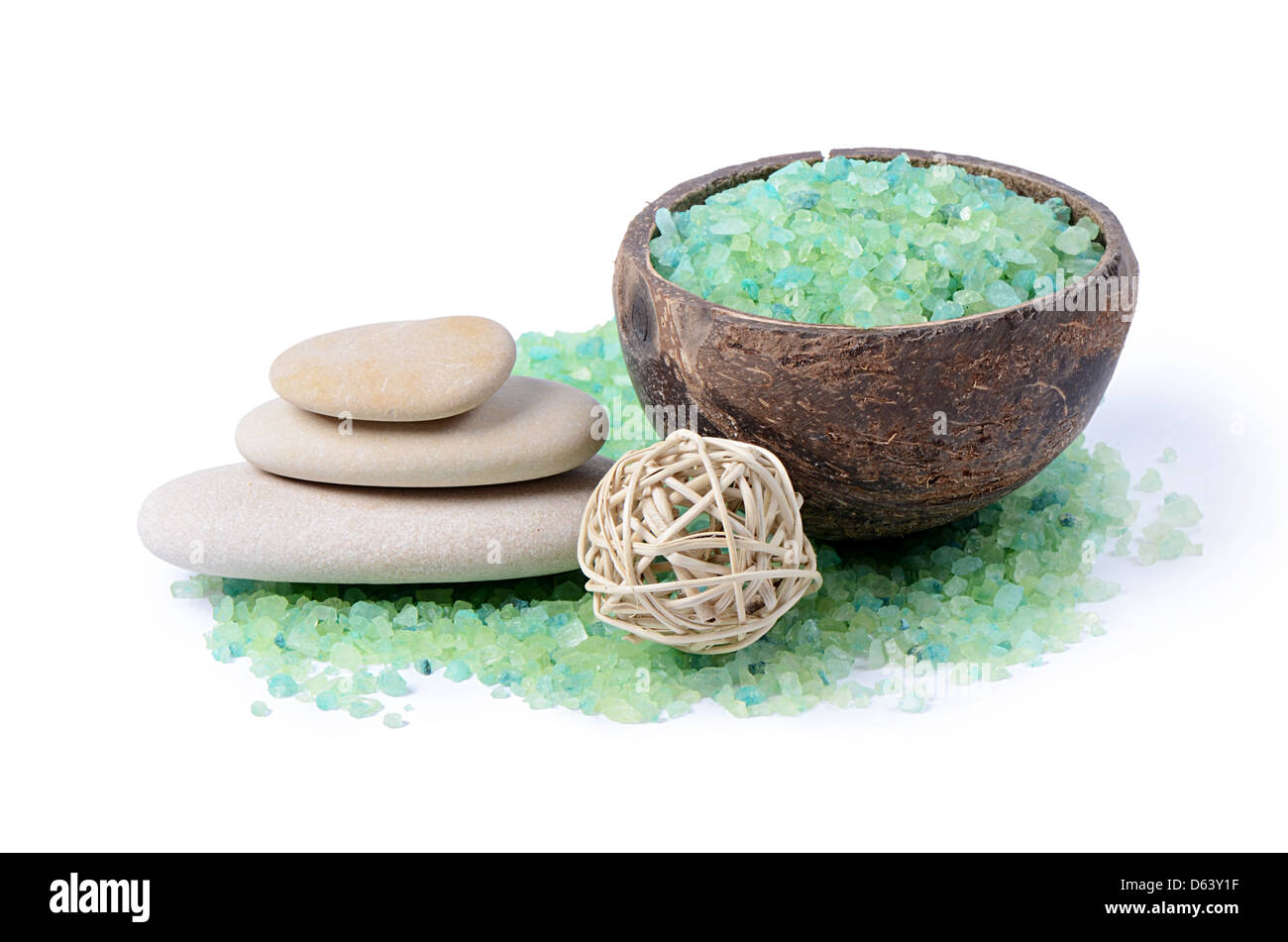 Salt for baths isolated on white background Stock Photo - Alamy