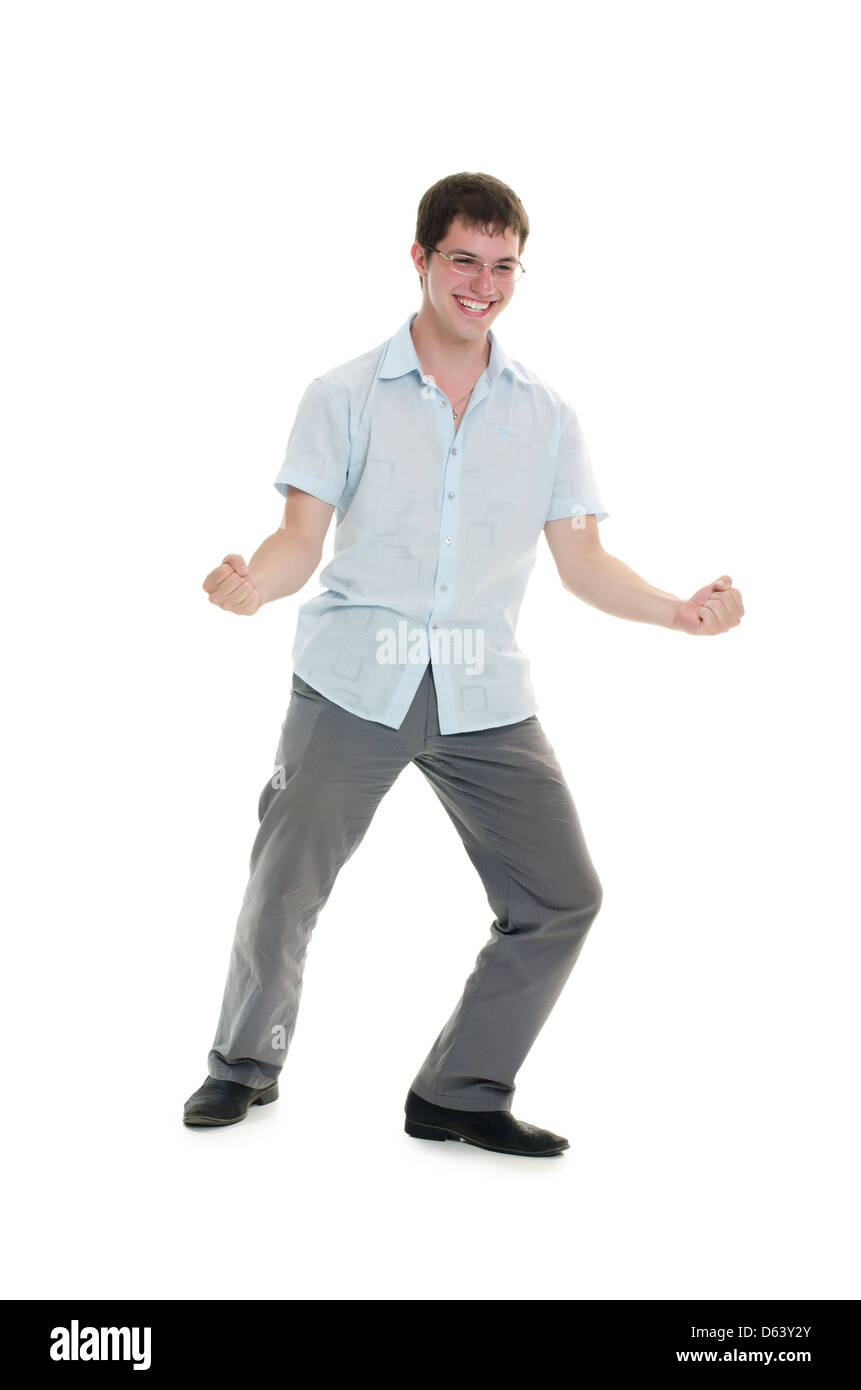 The businessman stands isolated on white Stock Photo - Alamy