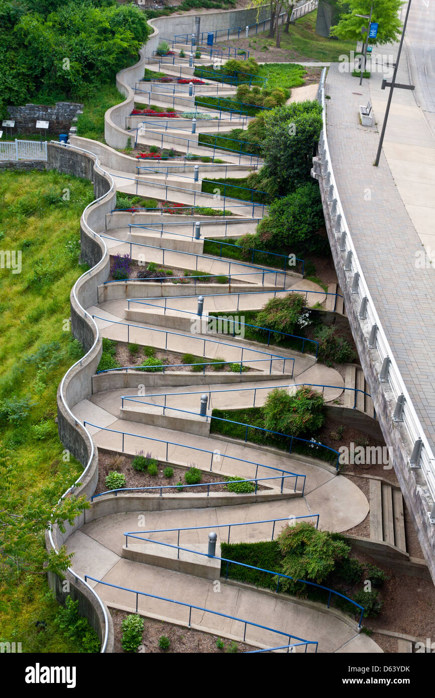 The zig-zag walkway of riverfront, Chattanooga, Tennessee Stock Photo ...