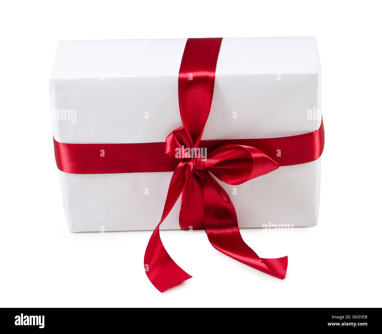 Box with red tape isolated on white Stock Photo - Alamy