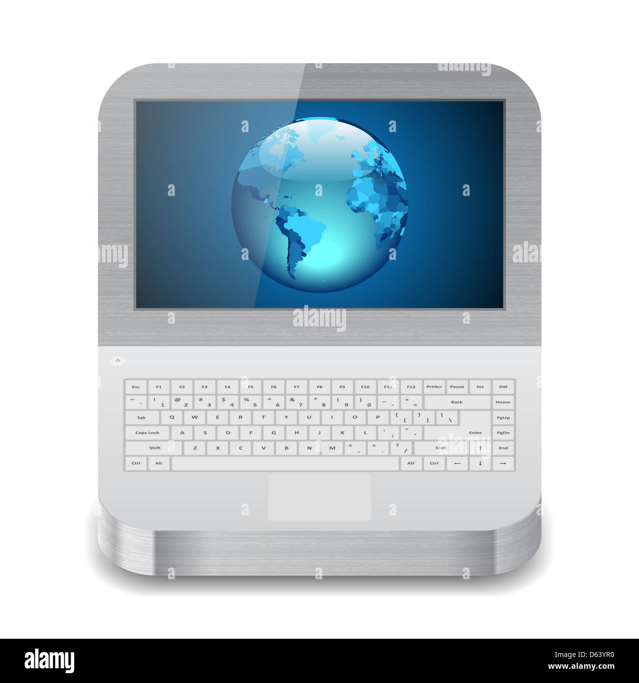 Laptop with earth icon hi-res stock photography and images - Alamy