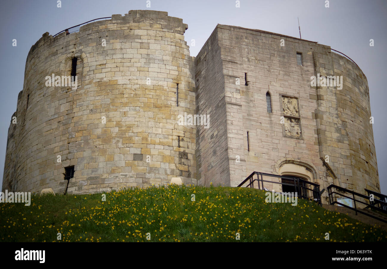 Cliffords Tower in York, medieval tourist attraction in York Stock ...