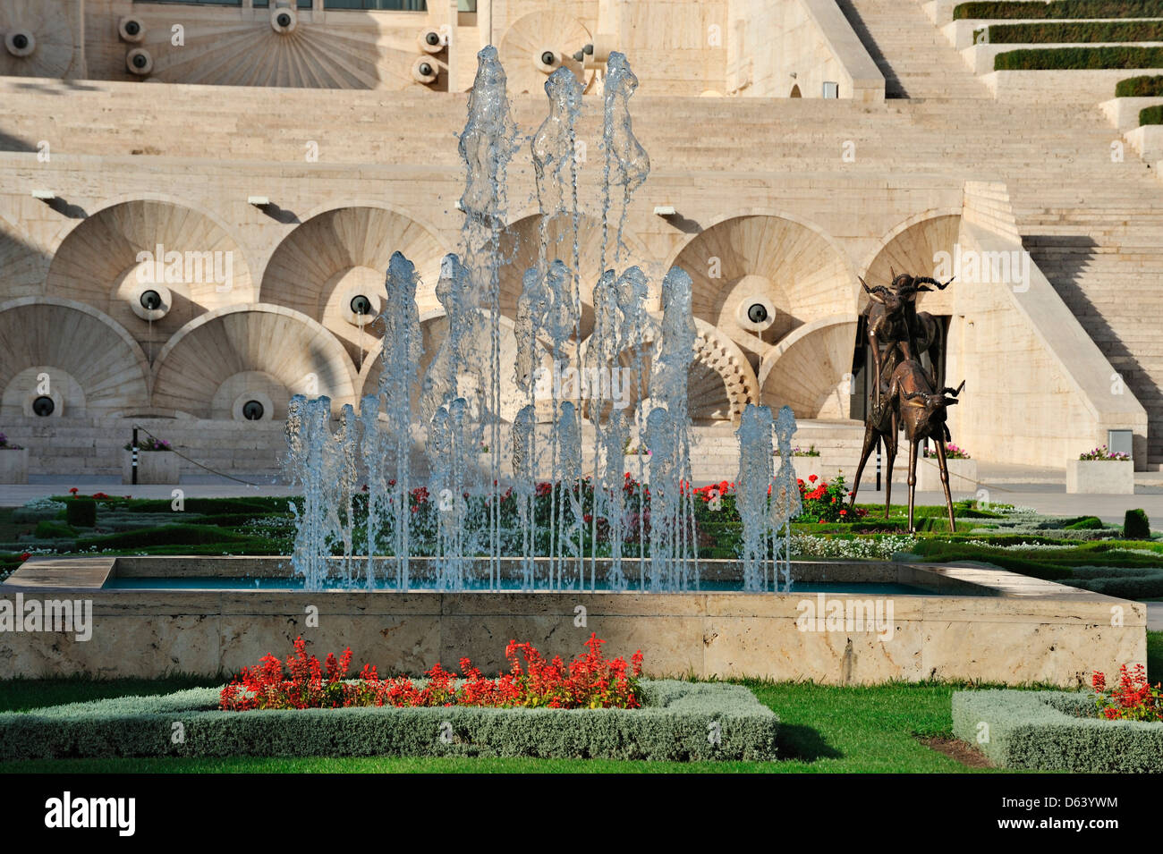 Modern sculpture and fountain at the foot of the Cascade, Yerevan ...
